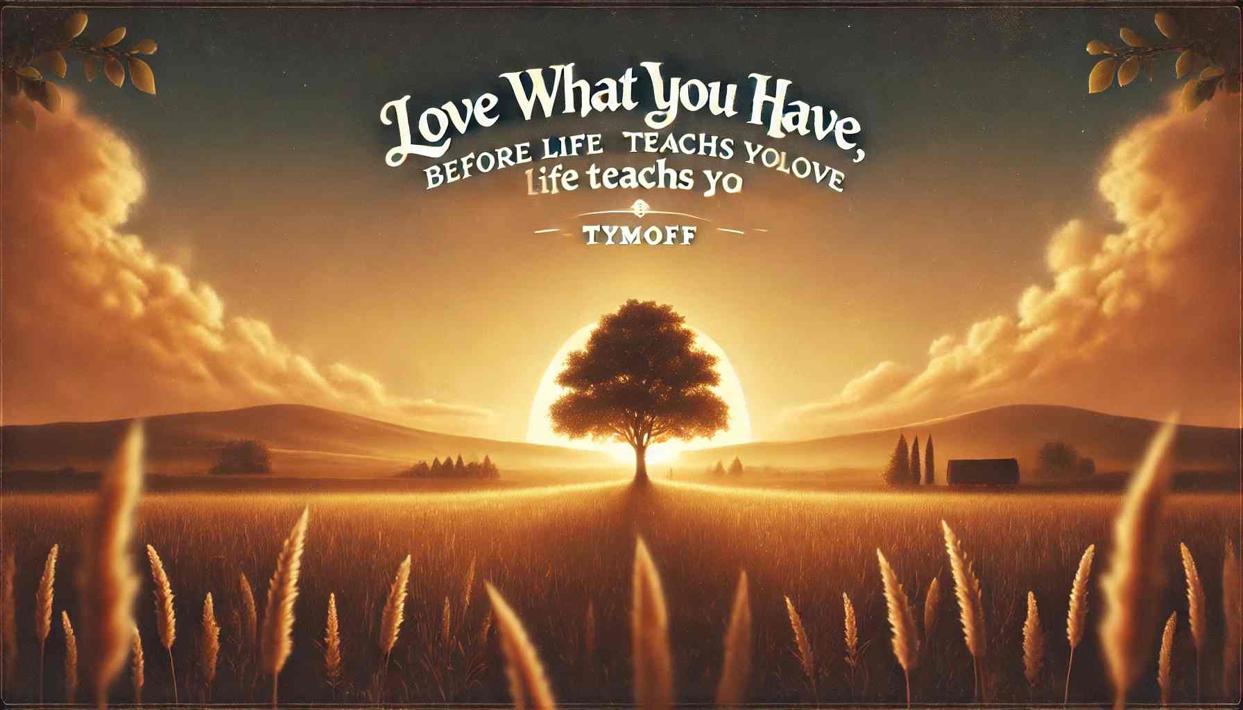 Love what you have before life teaches you to lov - Tymoff